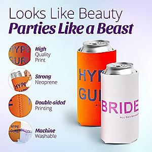 HYPE GURL Bachelorette Party Skinny Can Sleeves 11 Pack - Insulated Neoprene Drink Holders, Fit Slim Spiked Hard Seltzer Beer Cans Bridal Shower Decorations Supplies Favors - Neon