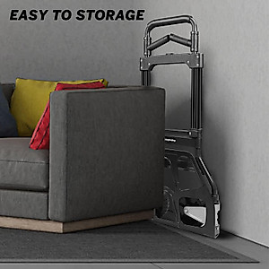 Leeyoung Folding Hand Truck Dolly Cart with Wheels,Heavy Duty 375lb Dolly for Moving，Aluminum Wheel Bracket and Steel Tube Frame, Foldable Hand Truck with Adjustable Handle for Moving Indoor/Outdoor