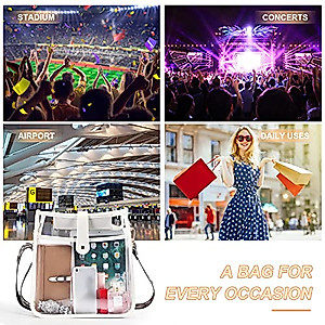 BOBOKA Clear CrossBody Bag with Leopard Guitar Strap Clear Bag Stadium Approved Shoulder See Through Handbag Purse for Women