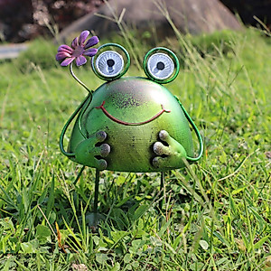 Solar Animal Lights, Metal Garden Art Frog Statue for Patio Garden Lawn Yard Flowerbed Decor