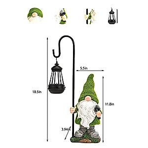 REYISO 12IN Solar Outdoor Gnomes Garden Statues Clearance - Funny Garden Gnome Statue with Solar Lights - Outdoor Garden Decorations - Spring Decor for Patio Yard Lawn Porch - Unique Gnomes Gifts