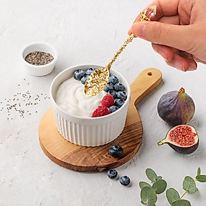 Covzoe 16 Pieces Retro Spoon, Crystal Alloy Coffee Spoons, Vintage Carved Decorative Gold Dessert Spoons for Cafe Bar, Tableware Home Office Party Supplies