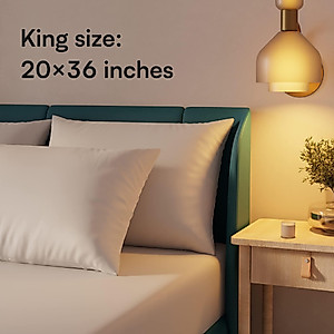 Waterproof Pillow Protectors King 20x36 Inches Set of 2 Smooth Zipper Premium Encasement Covers Quiet Cases Set White