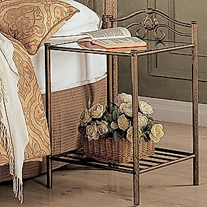 Coaster Home Furnishings Sydney 2-shlef Nightstand Antique Brushed Gold