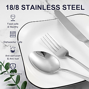 Premium stainless steel cutlery set, including sturdy fork, knife and dessert spoon with a portable travel cutlery storage bag - perfect for parties and picnics - Flatware Cutlery Set