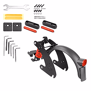 YBang Rear Suspension Kit with Mudguard and LED Taillight for Segway Ninebot Max G30 Electric Scooter Shockproof Vibration Damper Accessories (Red)