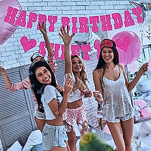Pre-Strung Birthday Party Decorations,Sweet 30 Happy Birthday Banner,Pink Glitter Thirty Birthday Banner Boot for 30th Women Birthday Party. Did we mention no DIY?