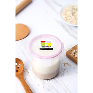 Komax Biokips Overnight Oats Containers with Lids Set of 4 – Round Airtight Food Storage Containers for Oatmeal, Cereal, Milk & More – BPA-Free Meal Prep Container Set w/Locking Lids (18.6 oz)