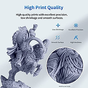 ANYCUBIC 3D Printer Resin, 405nm SLA UV-Curing Resin with High Precision and Quick Curing & Excellent Fluidity for LCD 3D Printing (Grey, 1kg)