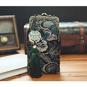 Jan&Dee Silk Womens Small Crossbody Bag, Tassel Cell Phone Purse Holder Wallet Butterfly