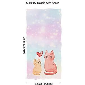 SLHETS Lovely Cats Hand Towels Romantic Love Starry Sky Universe Bath Towels 13.6 * 29 Highly Absorbent Kitchen Dish Towels for Household Daily Use | Home Decoration | Carry-On Hotel Gym Spa