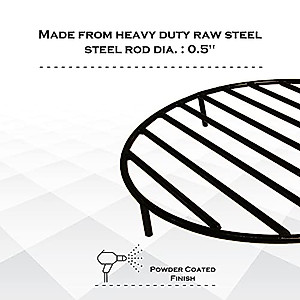 SIMOND STORE Fire Pit Grate, 24 - Inch Round Heavy-Duty Steel Black Finish Firewood Grate with Legs for Outdoor Fire Pits, Camping, Picnic & Gatherings