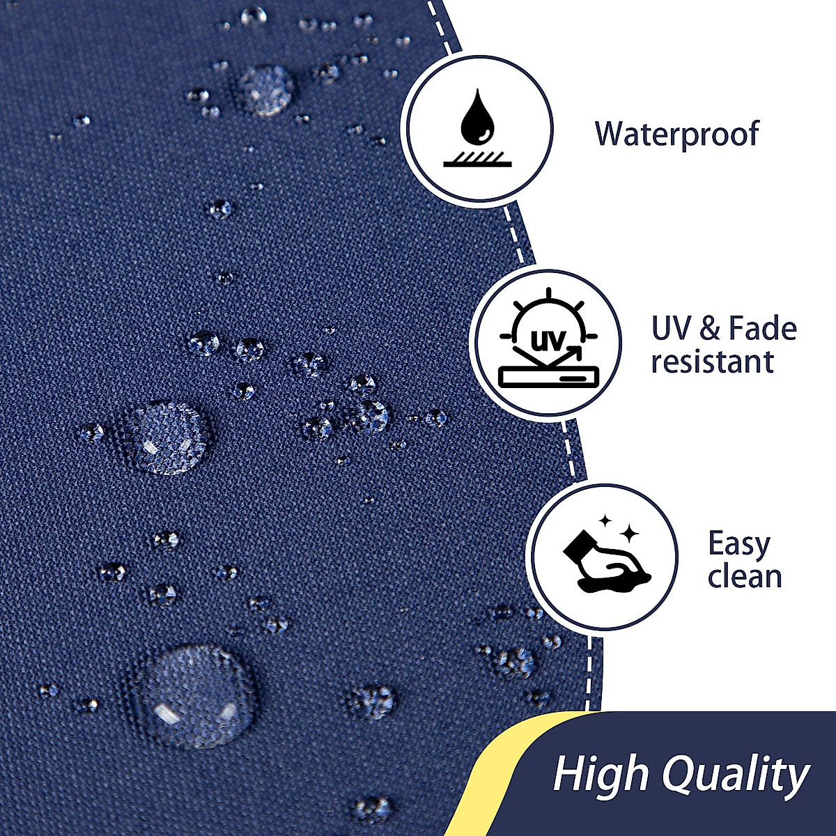 Homcomoda Outdoor Chair Cushions Set of 4 Waterproof Patio Chair Cushions with Ties Memory Foam Outdoor Seat Cushions for Patio Furniture,17 x 16x 2 Inch,Navy Blue