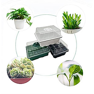 AOSANT 10 Packs Seed Starter Trays Seedling Tray, Humidity Adjustable Kit with Dome and Base Greenhouse Grow Trays Mini Propagator for Seeds Growing Starting(5 Green & 5 Black)
