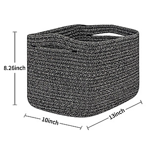 Kriitools Cubes Shelf Closet Storage Baskets Bins, Cotton Rope Towel Baskets for Living Room, Woven Cubes Baskets Bins for Shelves, Stylish Room Decor Basket, Mixed Black 3 pack