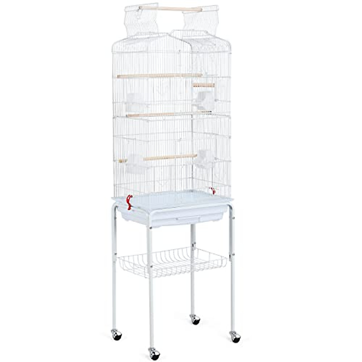 Yaheetech Open Playtop Parakeet Bird Cage for Parrots Cockatiels Conures Lovebirds Canaries Finches, Large Standing Bird Cage with Rolling Wheels