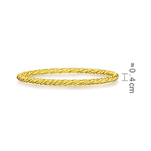 CHOW SANG SANG Dazzling Mirror Gold 999.9 24K Solid Gold Price-by-Weight Gold Twisted Rope Stackable Slip-On Bangle for Women 93673K (Approx. 0.66tael (~24.7g), 7 (Wrist Size:14.5-15.5 CM))