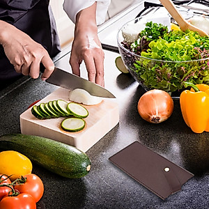 AJFHKJ Durable PU Leather Meat Cleaver Sheath, Heavy Duty Chef Knife Guard Butcher Chef Wide Knives Blade Edge Protectors Dark Brown