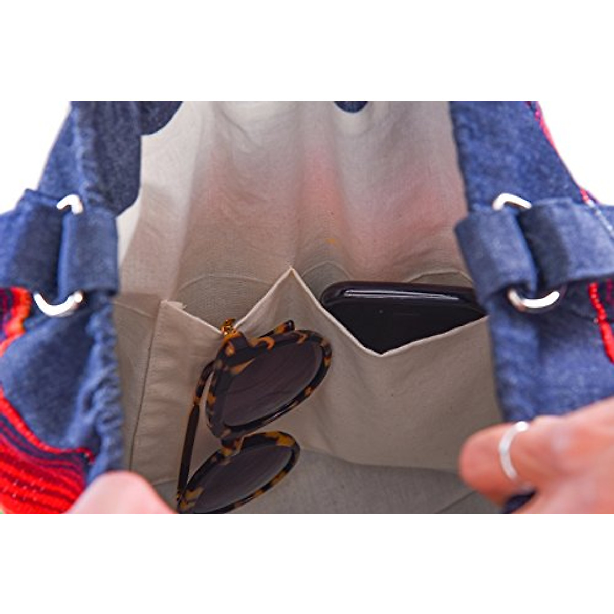 Handmade Bohemian Bag From Mexican Serape Blanket - Cinco de Mayo Hippie Boho Denim Purse Sack Bag