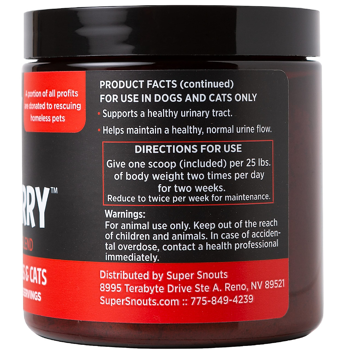 Super Snouts Urinary Berry Urinary Tract Supplements for Dogs & Cats, Made in USA, US & Canadian Blueberry & Cranberry Powder, UTI, Kidney Health Support, Bladder Support for Dogs (2.63 oz, Pack of 2)