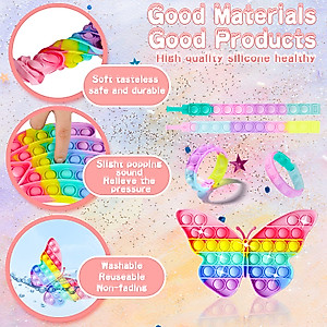 Pop Purse Pack Toy, Unicorn Rainbow Shoulder Crossbody Small Mini Little Keychain, 3 4 5 6 7 8 9 10 12 Year Old Birthday Gifts for Toddler Kids Girl, Christmas Stocking Stuffers