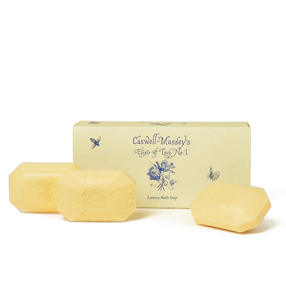 Caswell-Massey Castile Bar Soap, Womens Body Wash, Hand Soap, and Face Wash, Moisturizing Natural Body Soap for Bath or Shower, Elixir of Love, 3 (3.5 oz bar) Gift Set