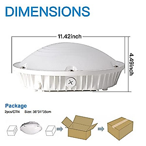 40W LED Canopy Ceiling Light with Motion Sensor, 5600LM 5000K Outdoor Garage Ceiling Light, 120-180w HPS/MH Equiv. 100-277VAC IP65 for Gas Station Ceiling Lighting ETL&DLC, 5 Years Warranty-2Pack