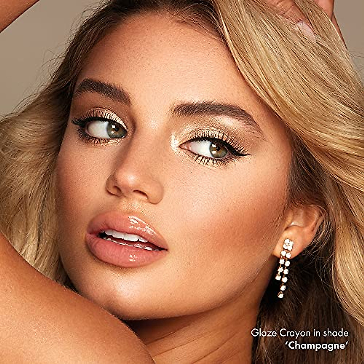 ICONIC LONDON Glaze Crayon | Dual Ended Eyeshadow Stick for Sparkling, Wet-Look Glazed Effect, Cruelty Free, Vegan Makeup, Original (Champagne) 0.92 oz