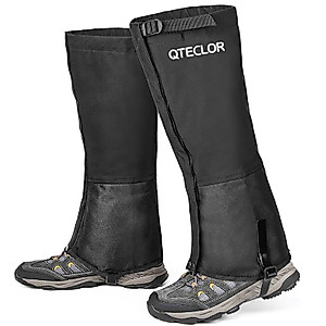 Leg Gaiters Waterproof Snow Boot Gaiters for Snowshoeing, Hiking, Hunting, Running, Motorcycle Anti-Tear Oxford Fabric, TPU Instep Belt Metal Shoelace Hook Adjustable top Buckle Strap for (Black, XL)