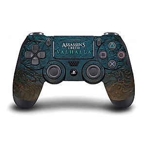 Head Case Designs Officially Licensed Assassin's Creed Logo Valhalla Key Art Matte Vinyl Sticker Gaming Skin Decal Cover Compatible With Sony PlayStation 4 PS4 Slim Console and DualShock 4 Controller
