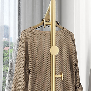 Xegulg Clothes Rack, Coat Rack Freestanding Metal, 3 Round Hooks and Stable Base, At Home Doorway Bedroom Hotel Office Hall Tree for Coats, Hats, Scarves, Clothes and Handbags,Gold