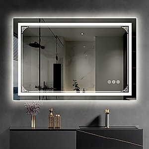 SUIMENNO Lighted Bathroom Mirror 24×32，Upgrade Your Bathroom Experience with Our Backlit and Front Lit Mirrors- Dimmable, 3 Color Lights, Anti-Fog, and Memory Feature, Horizontal/Vertical