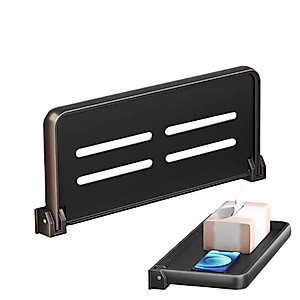 Generic Folding Bathroom Wall Shelf, Aluminum Fold Down Shelf, 90° Fold Up Wall Mounted Floating Shelves, Versatile RV Floating Storage Organization Panel Rack, Black, OMC4E6NKX2H2L0476