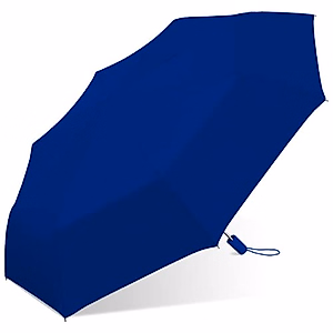 Weather Station Rain Umbrella, Automatic Folding Umbrella, Windproof, Lightweight, and Packable for Travel, Full 42 Inch Arc, Royal
