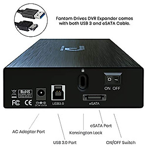 Fantom Drives FD 2TB DVR Expander External Hard Drive - USB 3.0 & eSATA (Comes with Both USB and eSATA Cable) - Supports DirecTv, Dish, Motorola, Arris and More, Black (DVR2KEUB)