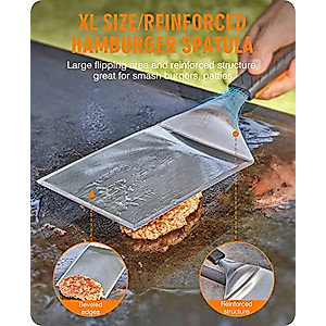 Advanced Griddle Accessories Kit for Blackstone, Melgrilot Flat Top Grill Accessories Set 9 Pcs with Reinforced Burger Spatula, Griddle Spatulas, Scraper, Professional Griddle Set for BBQ, Teppanyaki