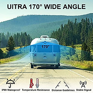 RV Dual Digital Wireless Backup Camera Kit with 7‘’ DVR Touch Key Monitor Trailer Rear View Front View Camera Without Difference Color No Interference IP69 Waterproof Latest Wide-Angle Camera
