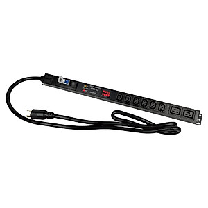 Metered-Breaker-Surge Protection PDU, 240V, L6-30P, 30A, 7200watts, (6) C13 & (2) C19 Outlets, Crypto Mining PDU, Data Centre PDU, ASIC/RIGS PDU