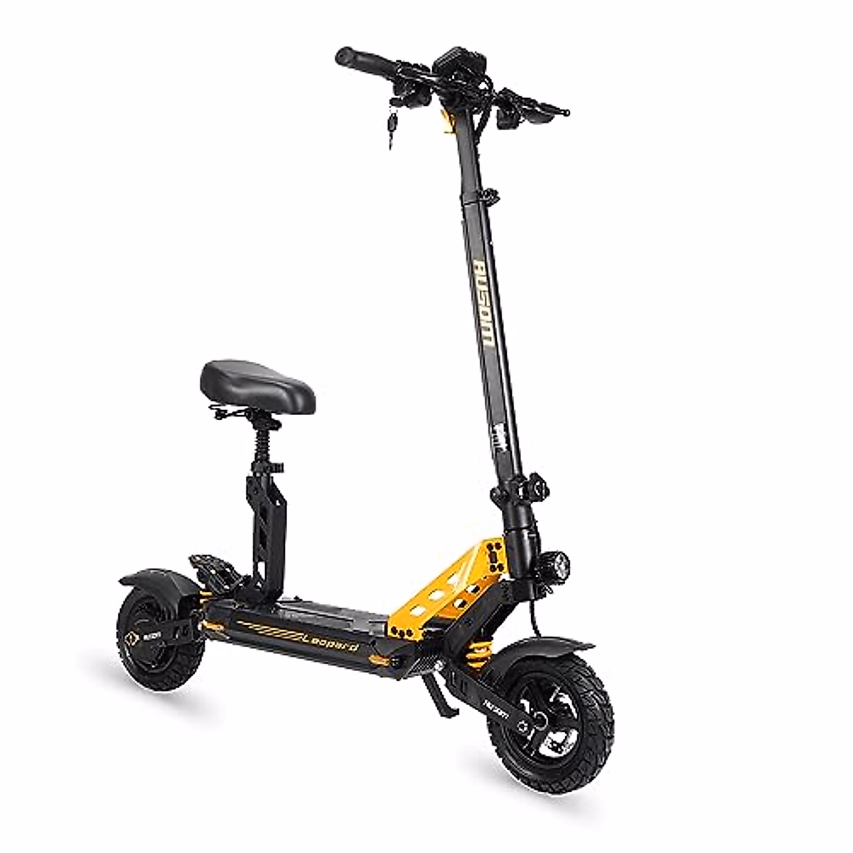 Ausom Leopard Electric Scooter Adults, 1000W Motor, 45 Miles Range & 30 MPH Foldable Commute Sport E-Scooter w/10‘’ Off Road Tires, Removable Seat, Dual Disk Brakes & Suspension