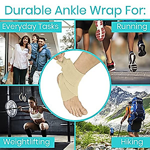 Vive Ankle Wrap (2 Pack) - Strap Heel Brace Stabilizer For Sprained Foot - Breathable, Soft, Firm Compression Sport Sleeve For Swelling - Adjustable Nonslip Elastic Support For Tendonitis (Women, Men)