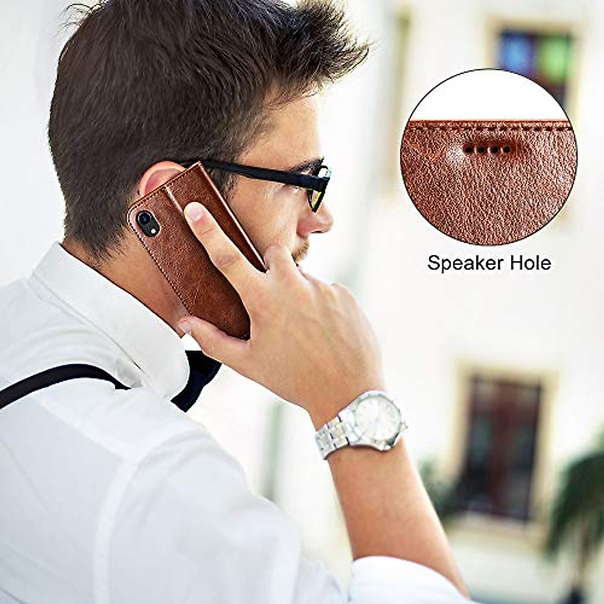 ICARERCASE iPhone XR Wallet Case, Premium Leather Case Built-in Credit Card and Cash Slots, Folio Flip Cover with Kickstand Support Wireless Charging for Apple iPhone XR (2018) 6.1 inch- Brown