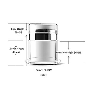 Furnido Refillable Airless Pump Jars,Empty Acrylic Makeup Cosmetic Containers, Travel Lotion With Lid for Thick Moisturizer,Skincare Cream, 2 Pack, 1 oz, White