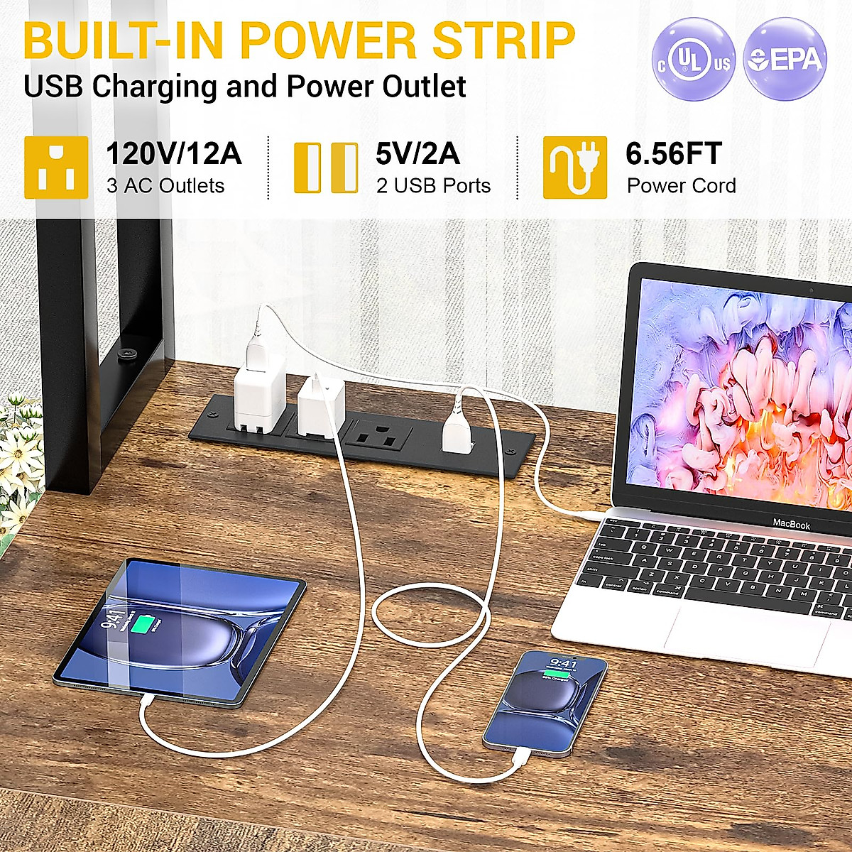 Aheaplus L Shaped Gaming Desk, Reversible L Shaped Desk with Power Outlet and Led Lights, Gaming Desk Corner Computer Desk with Hutch, Monitor Stand and Storage Bag for Home Office, Rustic Brown