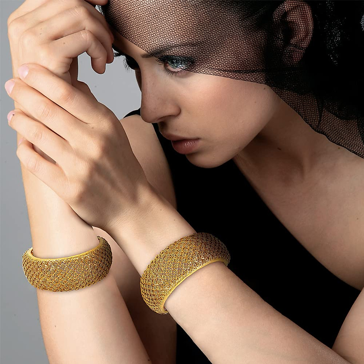 Duel On Jewel Ethnic Indian Pakistani Traditional Gold Plated Womens Kada Bangle Bracelet Gift Set For Bridal Wedding Party