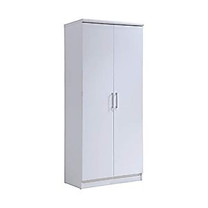 HODEDAH IMPORT Hodedah 2-Door Armoire with 4-Shelves Wardrobe, 17"D x 31.5"W x 73"H, White