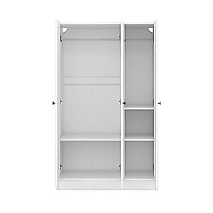 P PURLOVE Wardrobe Armoire Closet with 3 Doors for Bedroom,Bedroom Clothes Cabinet Shutter Wardrobe with Shelves,Freestanding Armoire Cabinet