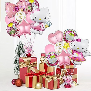 16 Pcs Kawaii Birthday Balloons Decorations, Cute Kids' Party Balloons, Anime Theme Party Supplies, Aluminum Film Material Double Sided Balloons for Birthday, Thanksgiving Day, Christmas Party