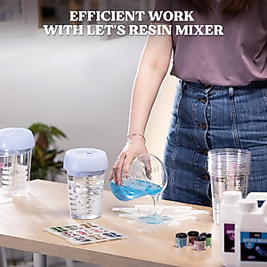 LET'S RESIN Resin Mixing Cups, 50pcs 32oz(1000ml) 2 Scales Accurate Paint Mixing Cup with Protective Gloves, Sturdy & Thick Disposable Measuring Cups for Paint, LET'S RESIN Auto Mixer