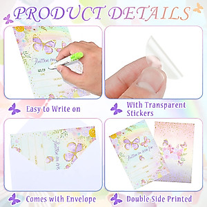 36 Pack Butterfly Baby Shower Invitations with Envelopes Flutter On Over For Butterfly Invitations Personalized Butterfly Birthday Invitations for Girls Baby Shower Birthday Party (Butterfly Style)