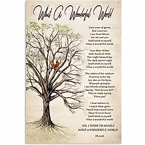 What A Wonderful World Lyrics Metal Poster Gift Home&living Decor Metal Tin Sign Vintage Signage For Home Garage Decor Gifts Metal Tin Sign 8x12 Inch